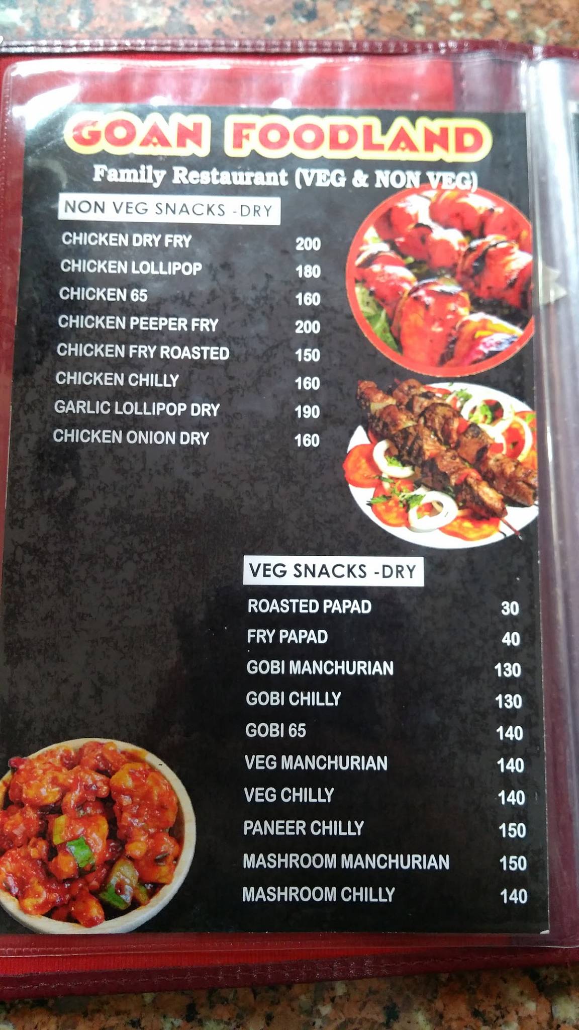 Menu at Goan Foodland Restaurant (Chinese, Indians & Kerala style ...