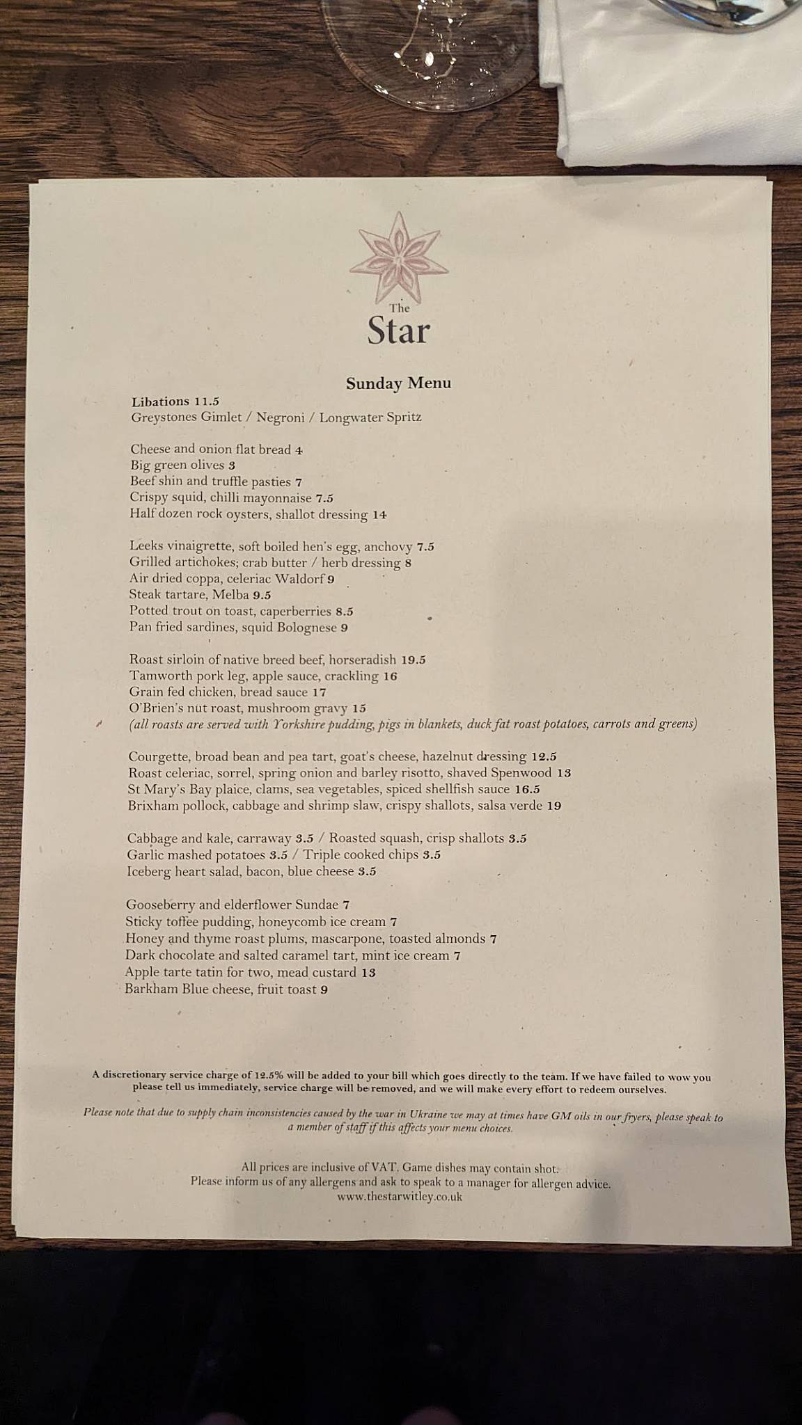 Menu at The Star pub & bar, Godalming, Petworth Rd