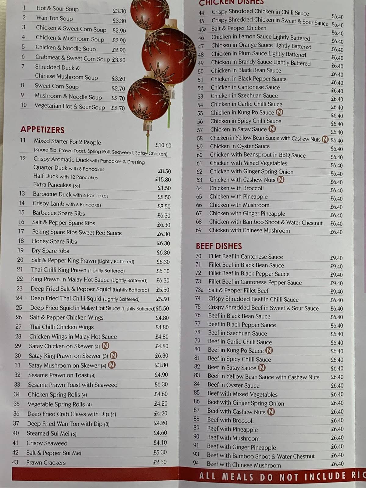 Menu at Golden Bridge restaurant, Liverpool, 9 Duke St