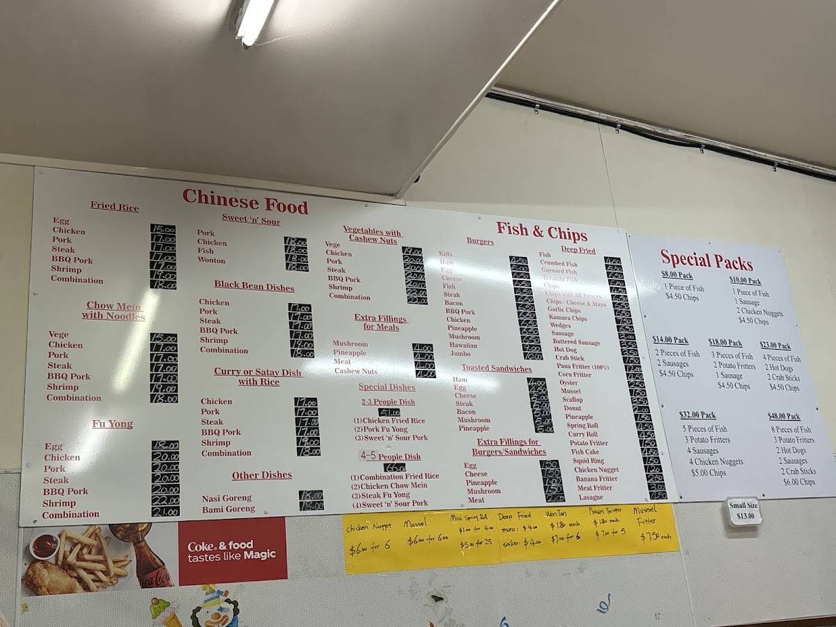 Menu at Golden Fry Takeaways restaurant, Hamilton