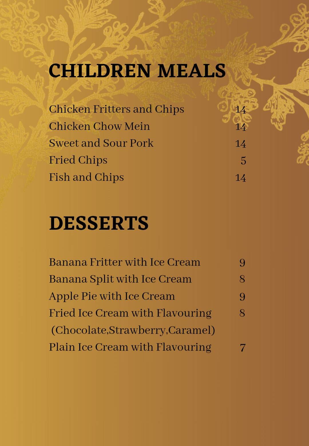 Menu at Golden Inn Chinese Restaurant, Laurieton