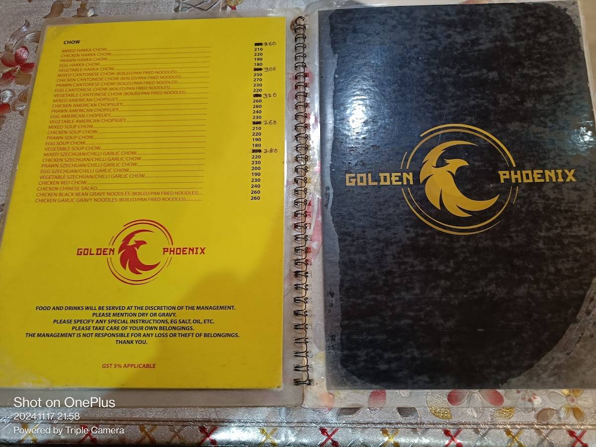 Menu at Golden Phoenix Chinese Restaurant & Bar, Kolkata