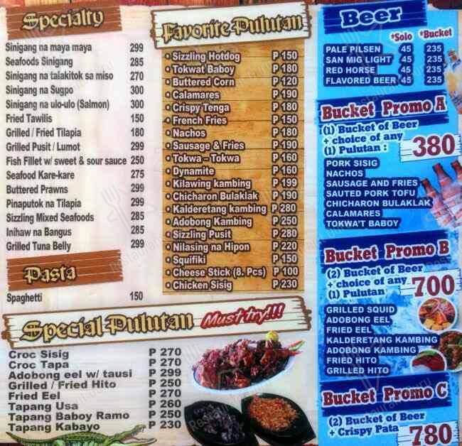 Menu at Golden River restaurant, Quezon City