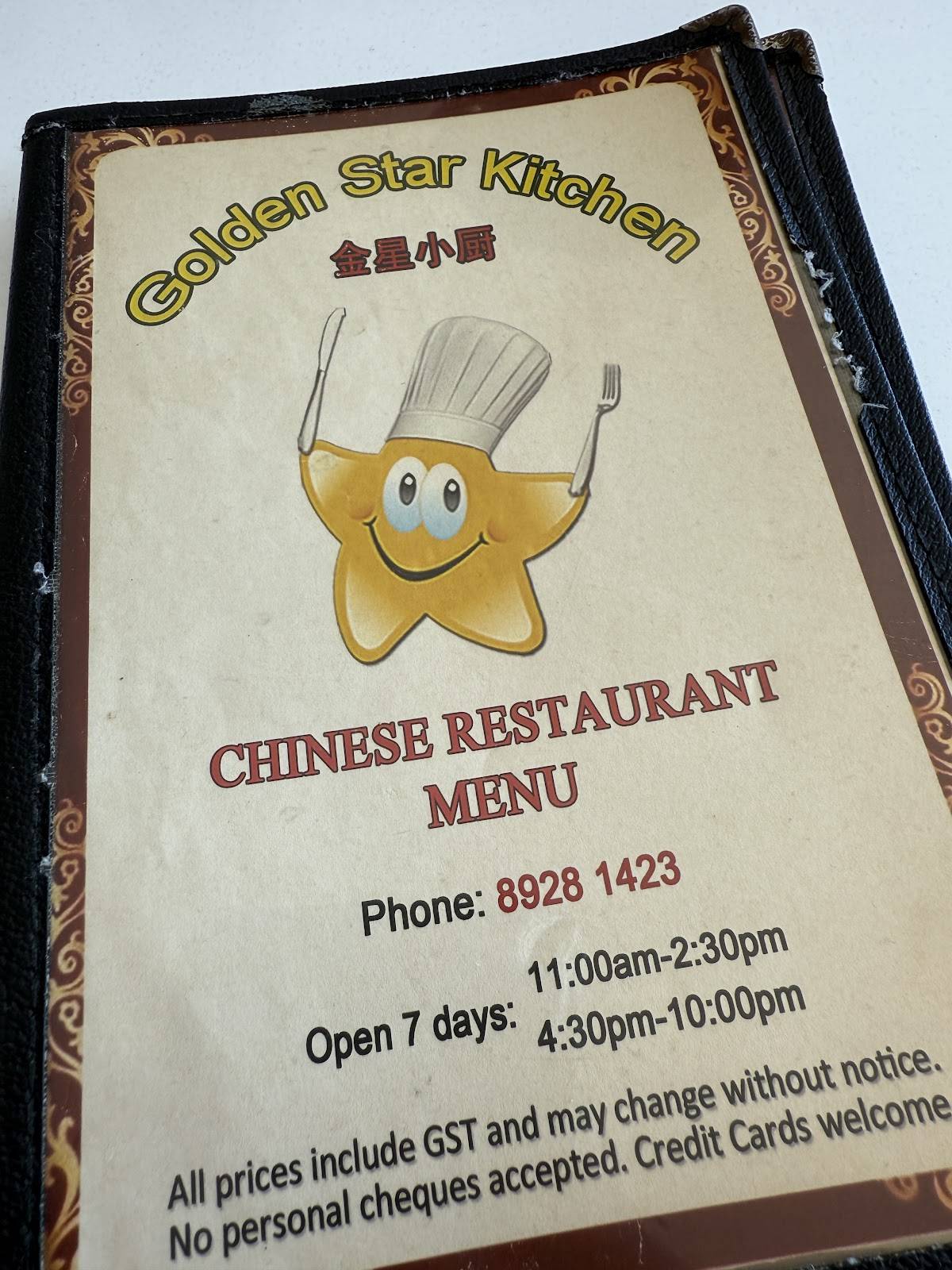 Menu at Golden Star Kitchen restaurant, Wagaman