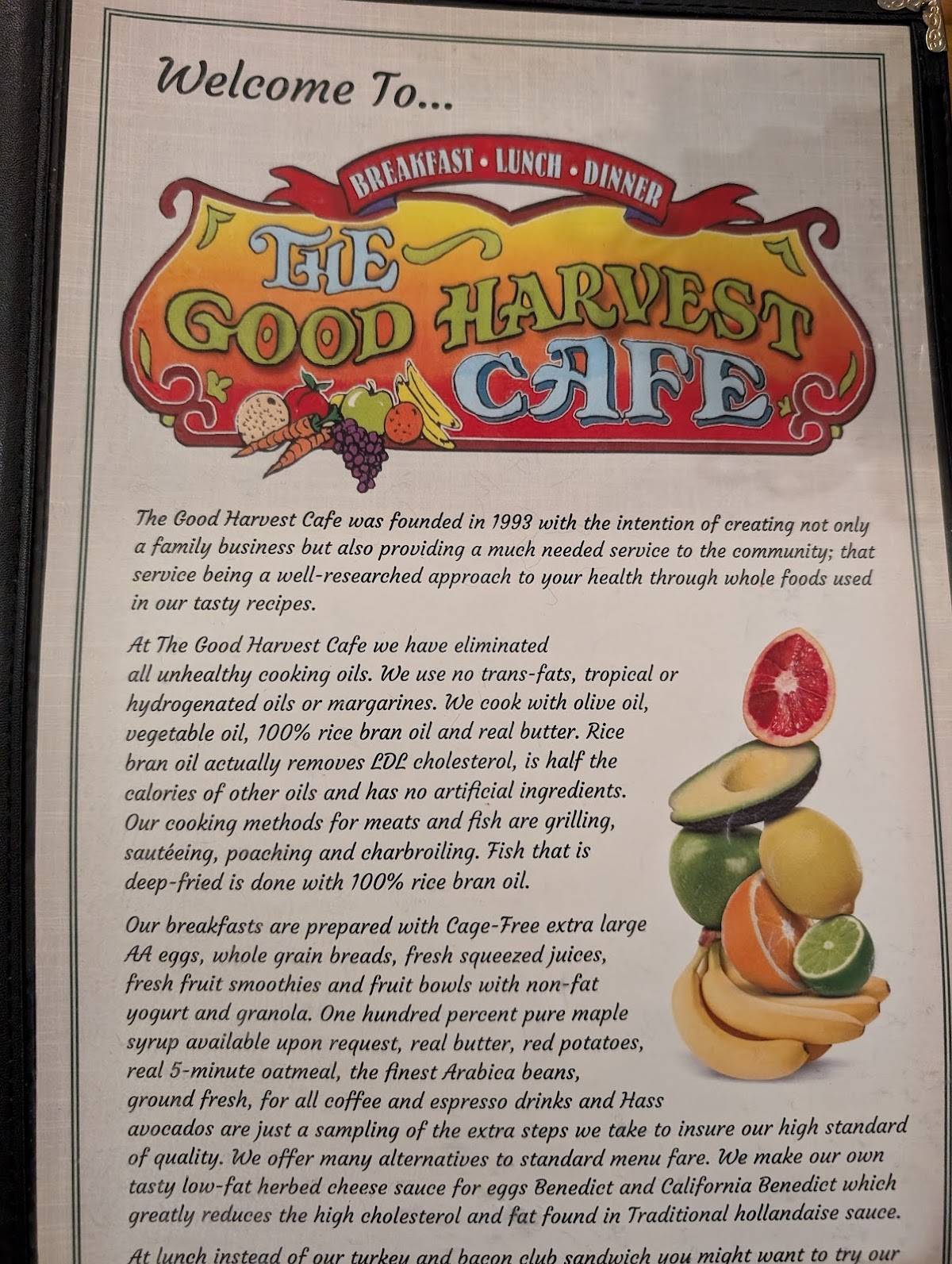 Menu at Good Harvest Cafe, Crescent City