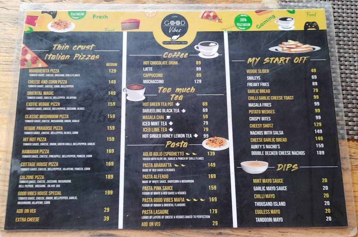 Menu at Good Vibes Cafe, Agra