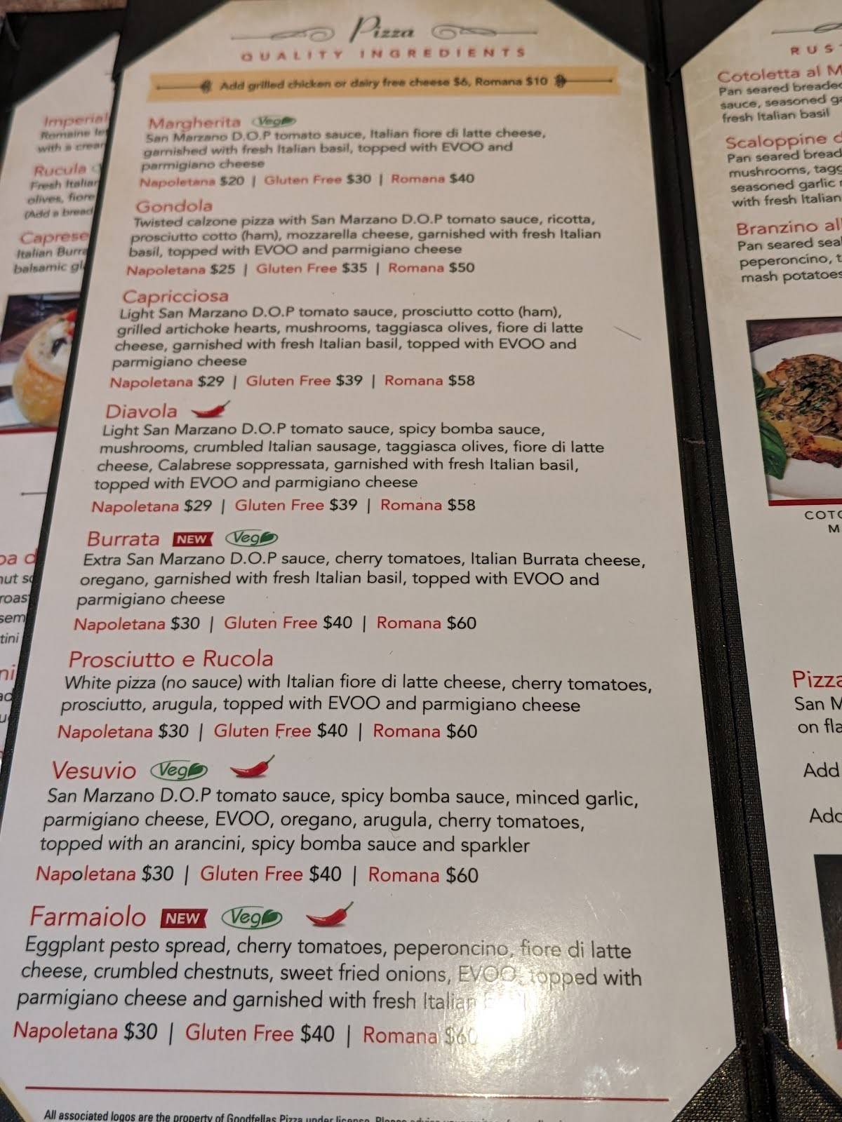 Menu at Goodfellas Wood Oven Pizza pub & bar, Toronto, Hwy 7