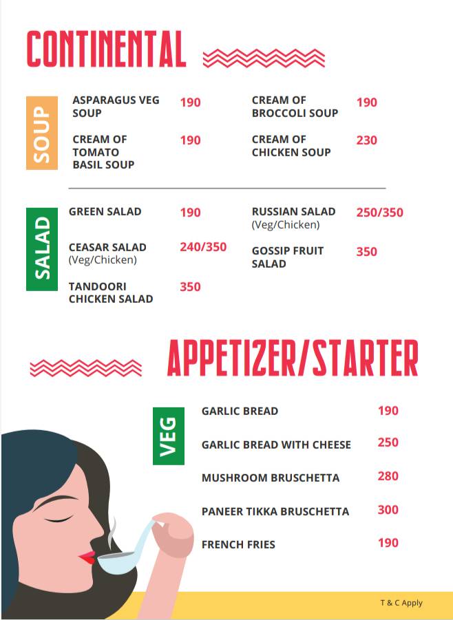 Menu at Gossip Sky Bar and Resto, Guwahati