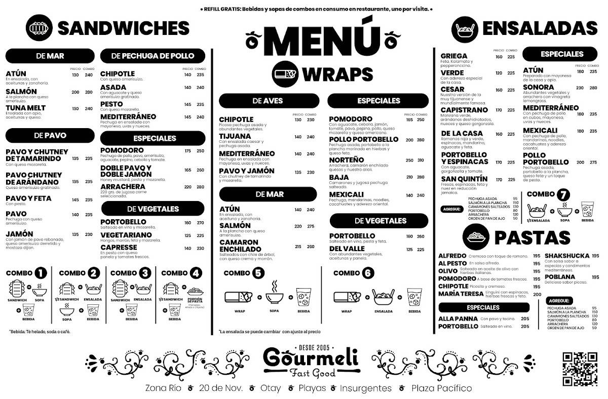 Carta del restaurante Gourmeli 20 del Noviembre, Tijuana, Prol Paseo ...