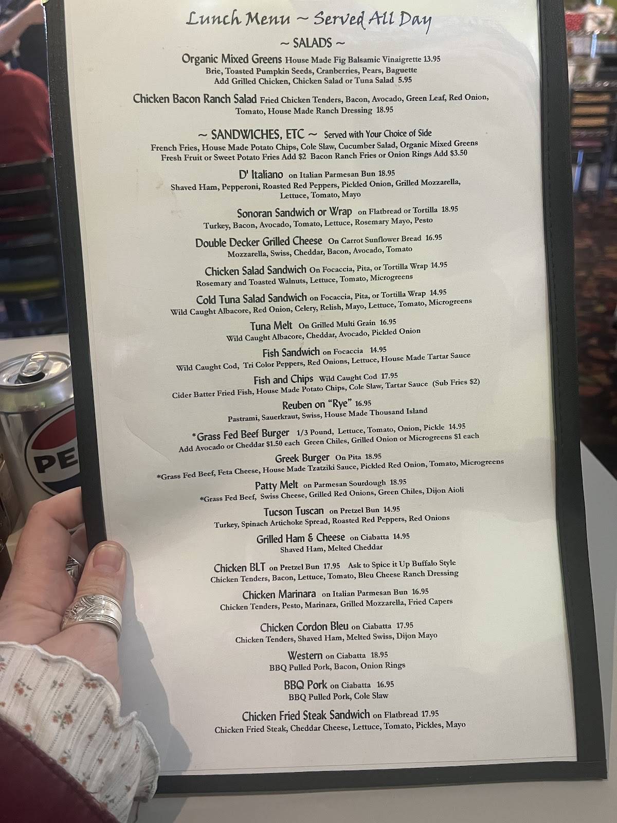 Menu at Gourmet Girls Gluten Free Bakery/Bistro, Tucson