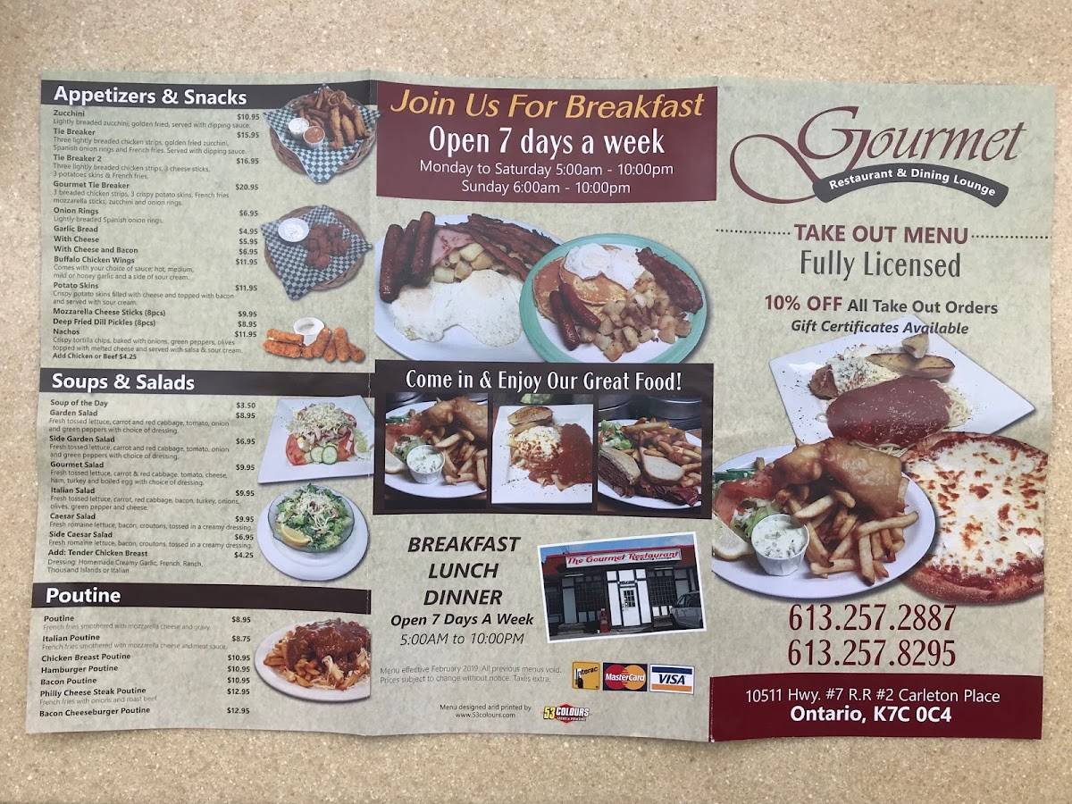Menu at Gourmet Restaurant, Carleton Place