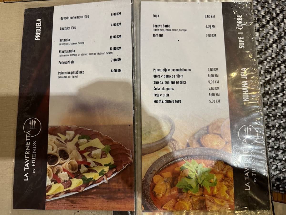 Menu at La Tavernetta by Friends restaurant, Gradačac