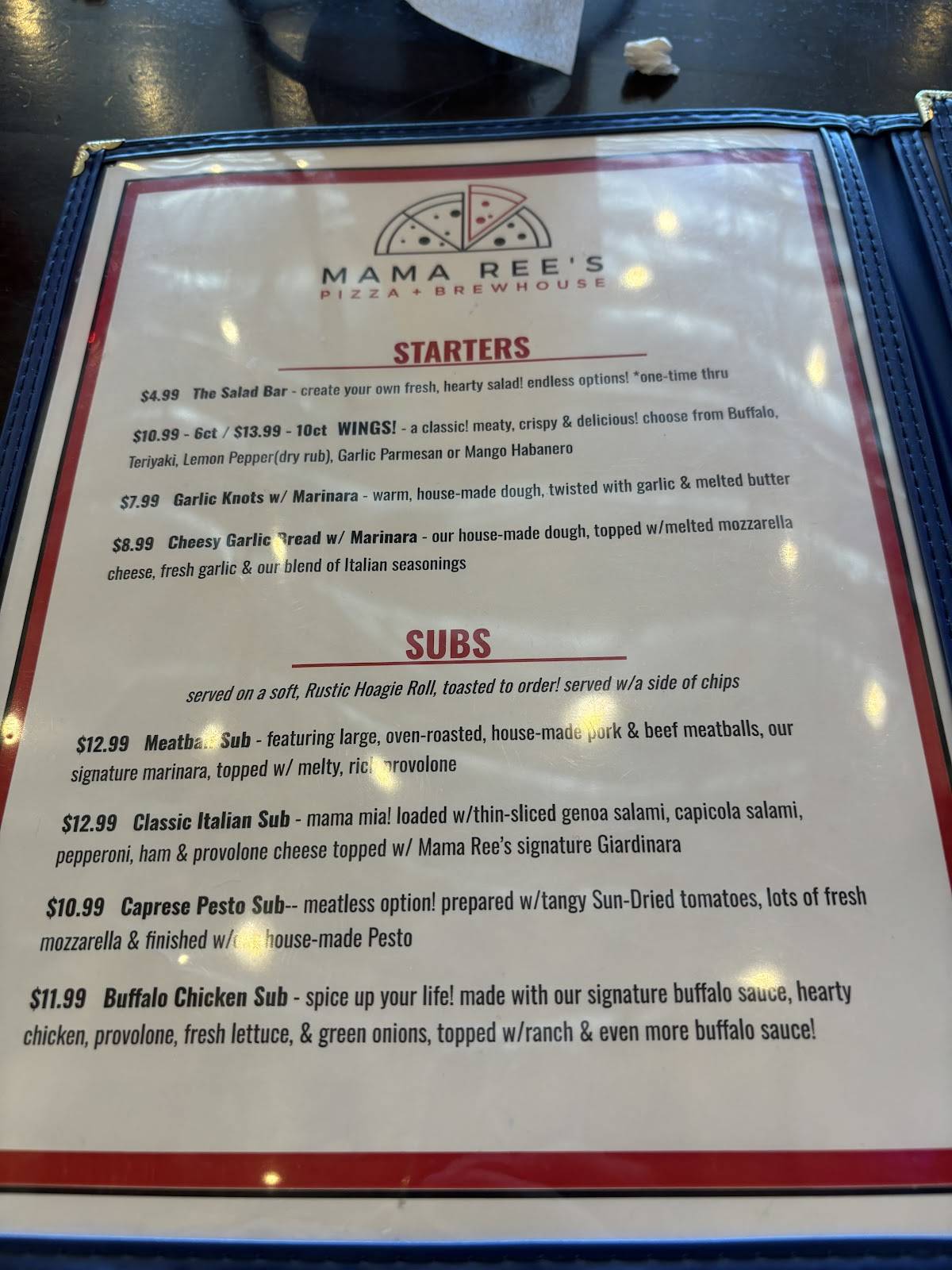 Menu at Mama Ree's GJ pub & bar, Grand Junction