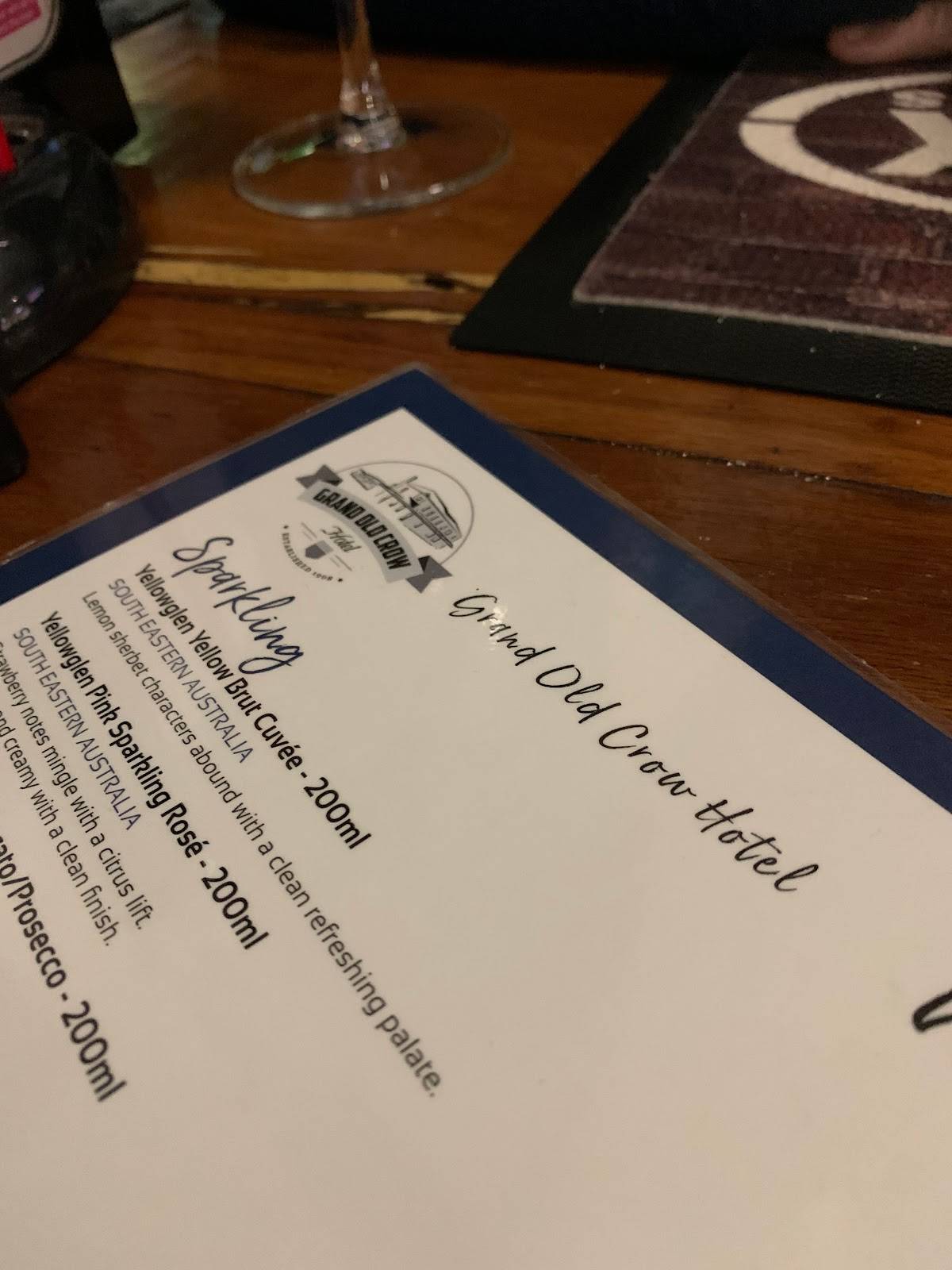 Menu at Grand Old Crow Hotel pub & bar, Crows Nest