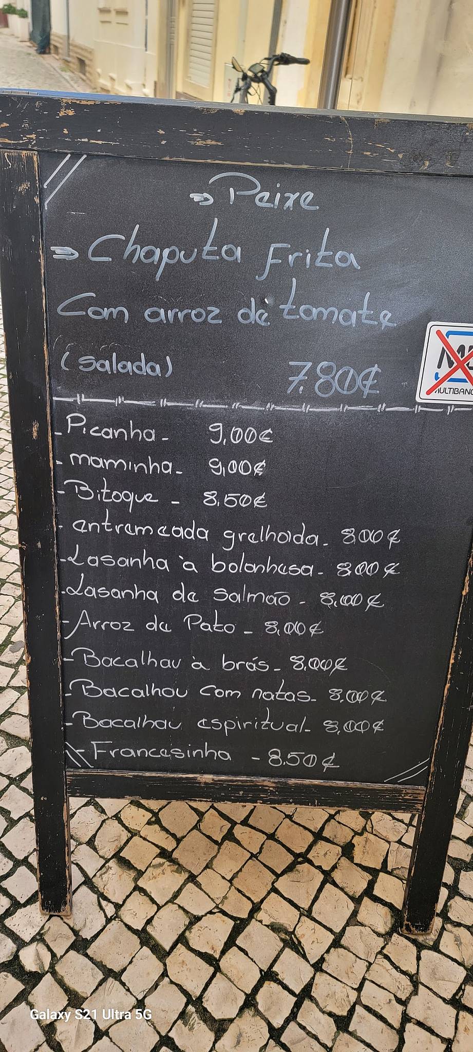 Menu em Restaurante Grande Onda, Nazaré