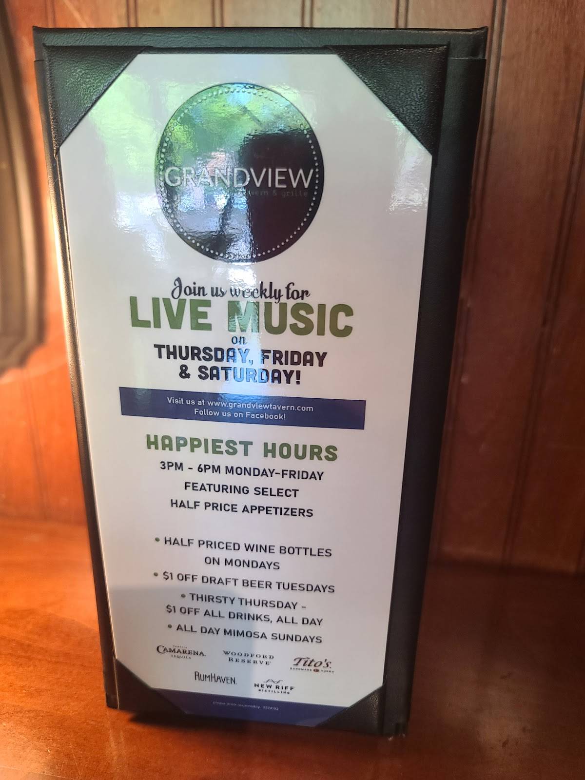 Menu at Grandview Tavern pub & bar, Fort Mitchell
