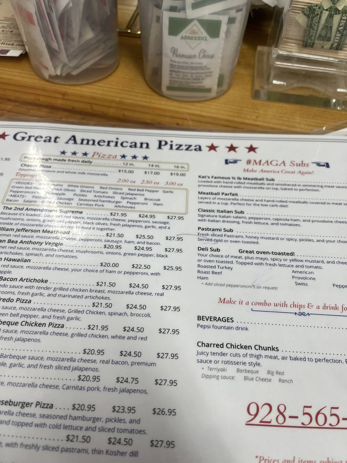 Menu at Great American Pizza and Subs pizzeria, Golden Valley