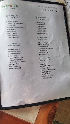 Menu at Green ATS Restaurant, Tagaytay, Tagaytay - Nasugbu Hwy