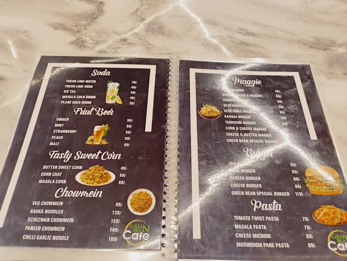 Menu at Green bean cafe, Phaphamau