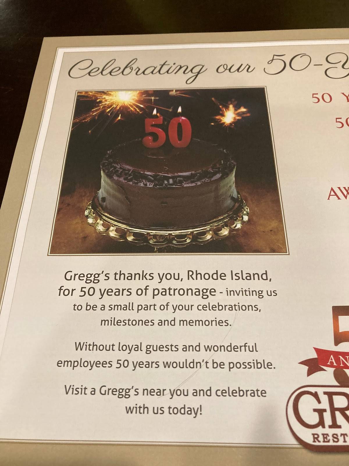 Menu at Gregg's - East Providence desserts, East Providence, Pawtucket Ave