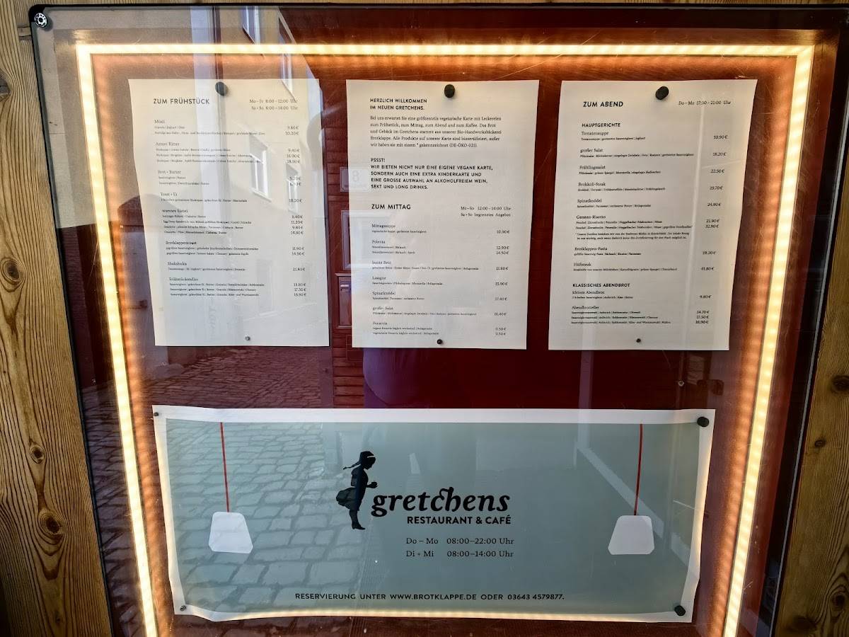 Speisekarte von Gretchens Bio-Restaurant + Café, Weimar
