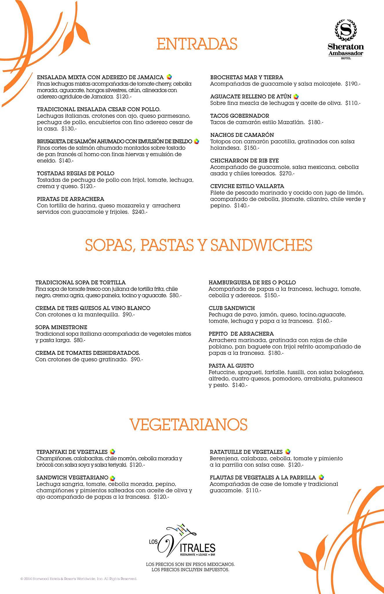Menu at Grill & Vine restaurant, Monterrey