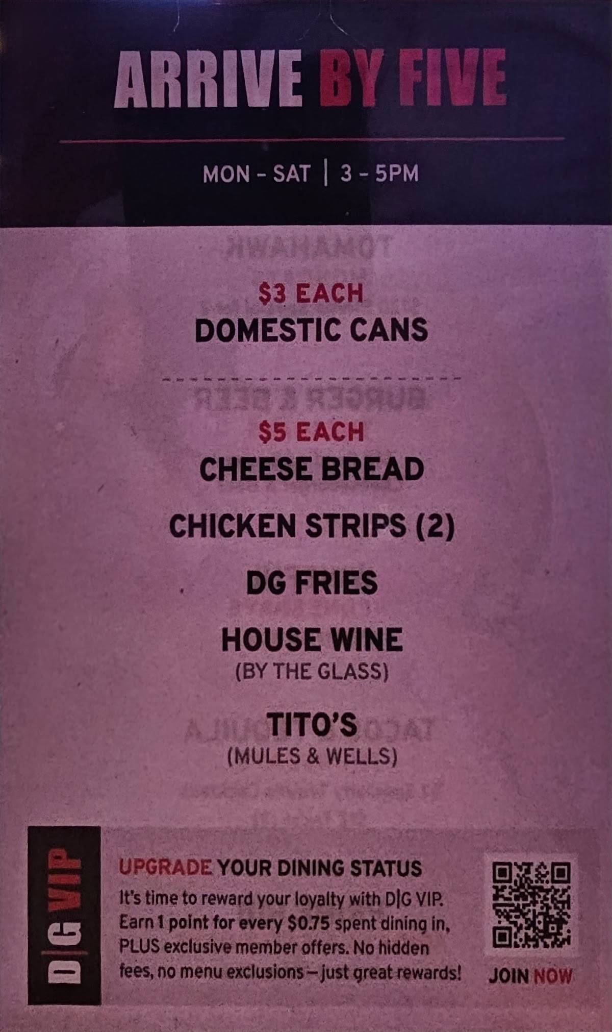Carta del pub y bar Destination Grille, Grimes