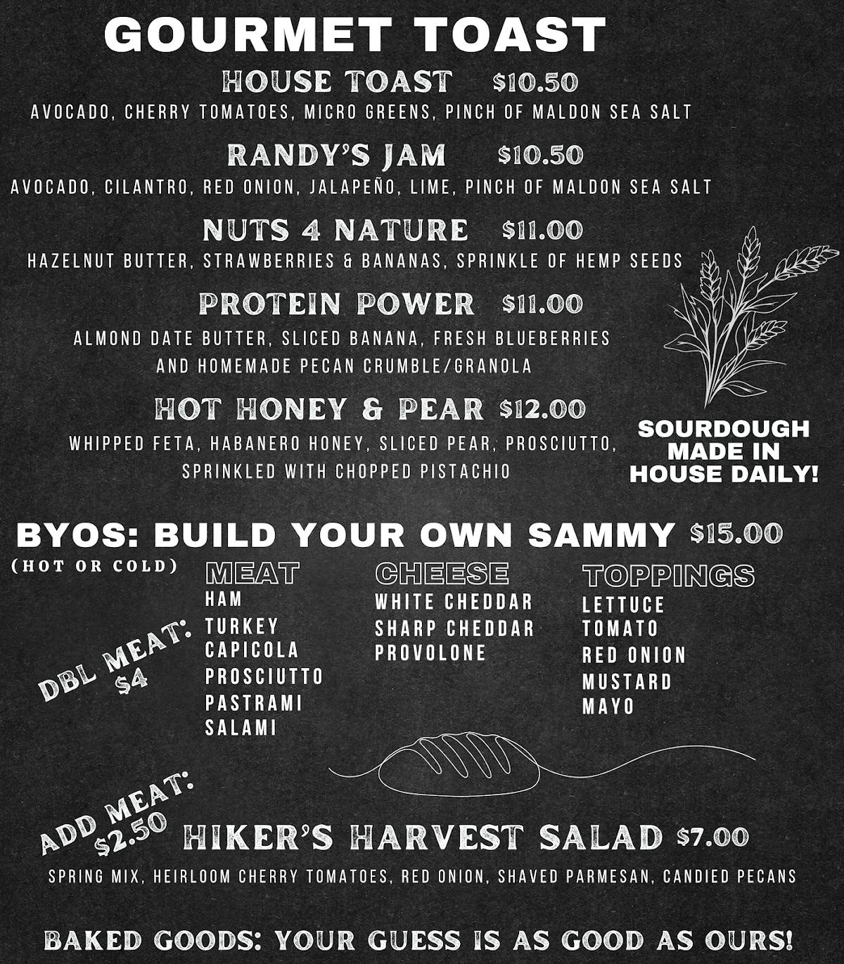 Menu at Ground & Toasted cafe, Duck Creek Village