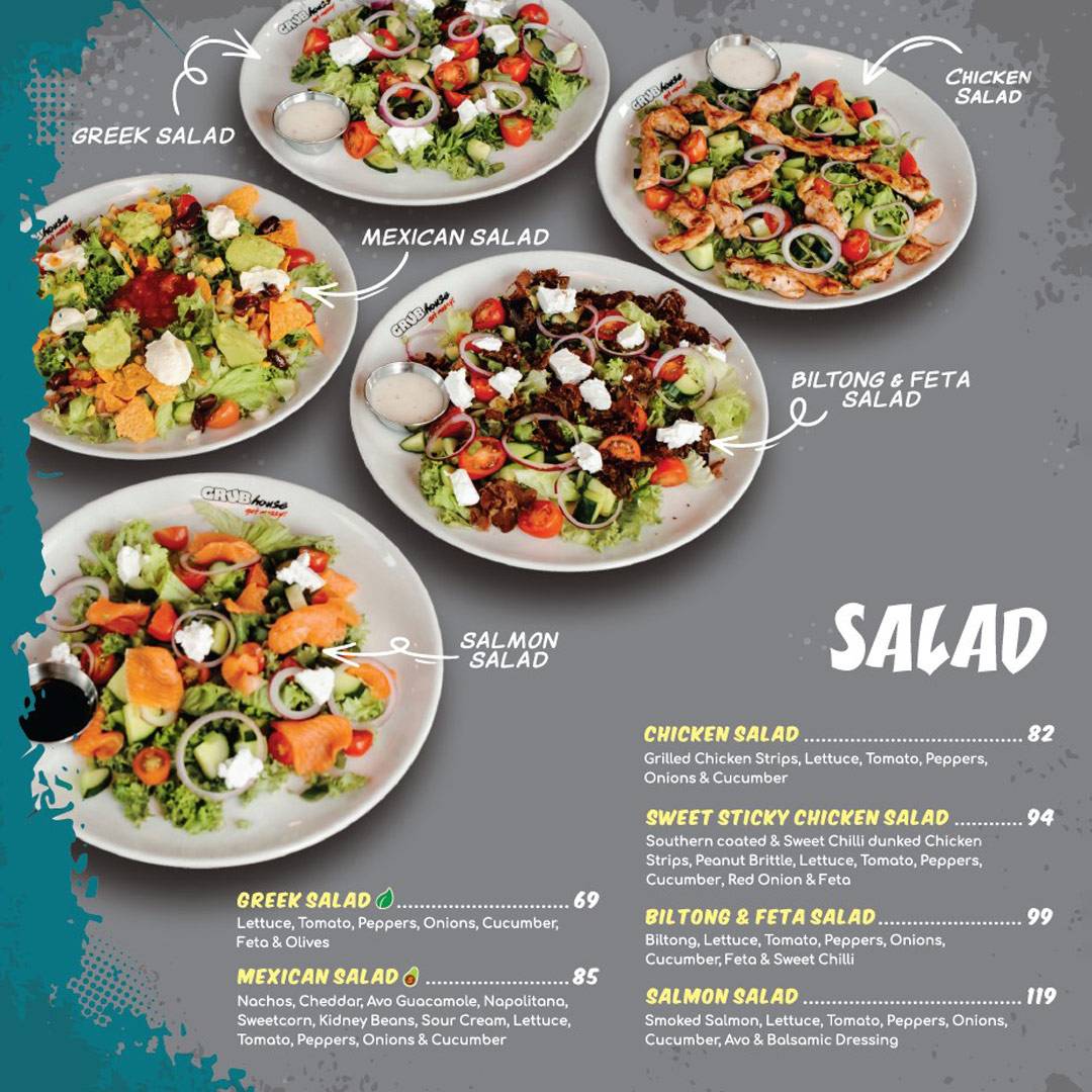 Menu at GrubHouse Diner restaurant, Trichardt