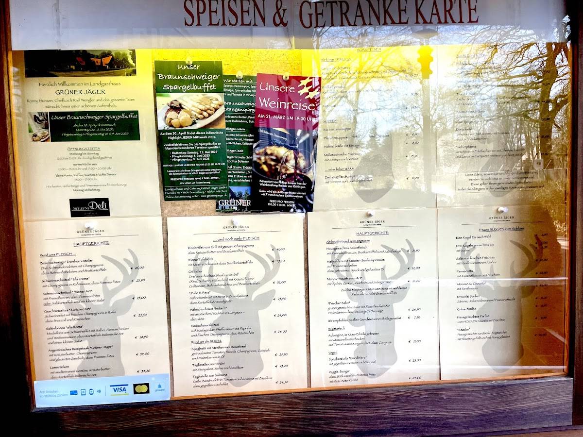 Speisekarte von Grüner Jäger restaurant, Braunschweig