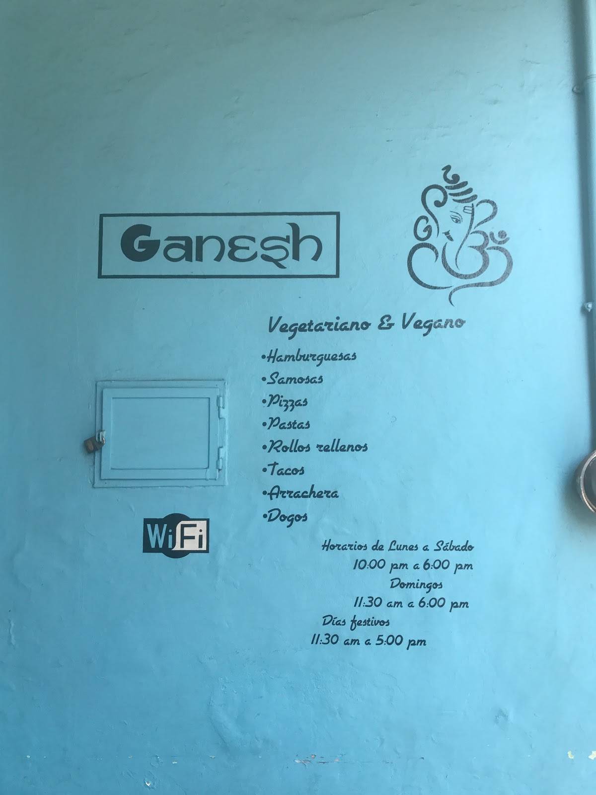 Menu at Ganesh Restaurant, Guadalajara
