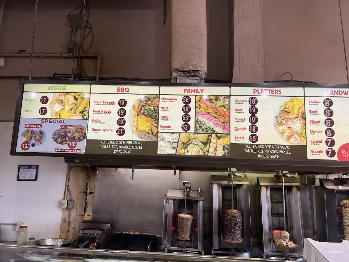 Menu at Guava's Shawarma restaurant, Ottawa