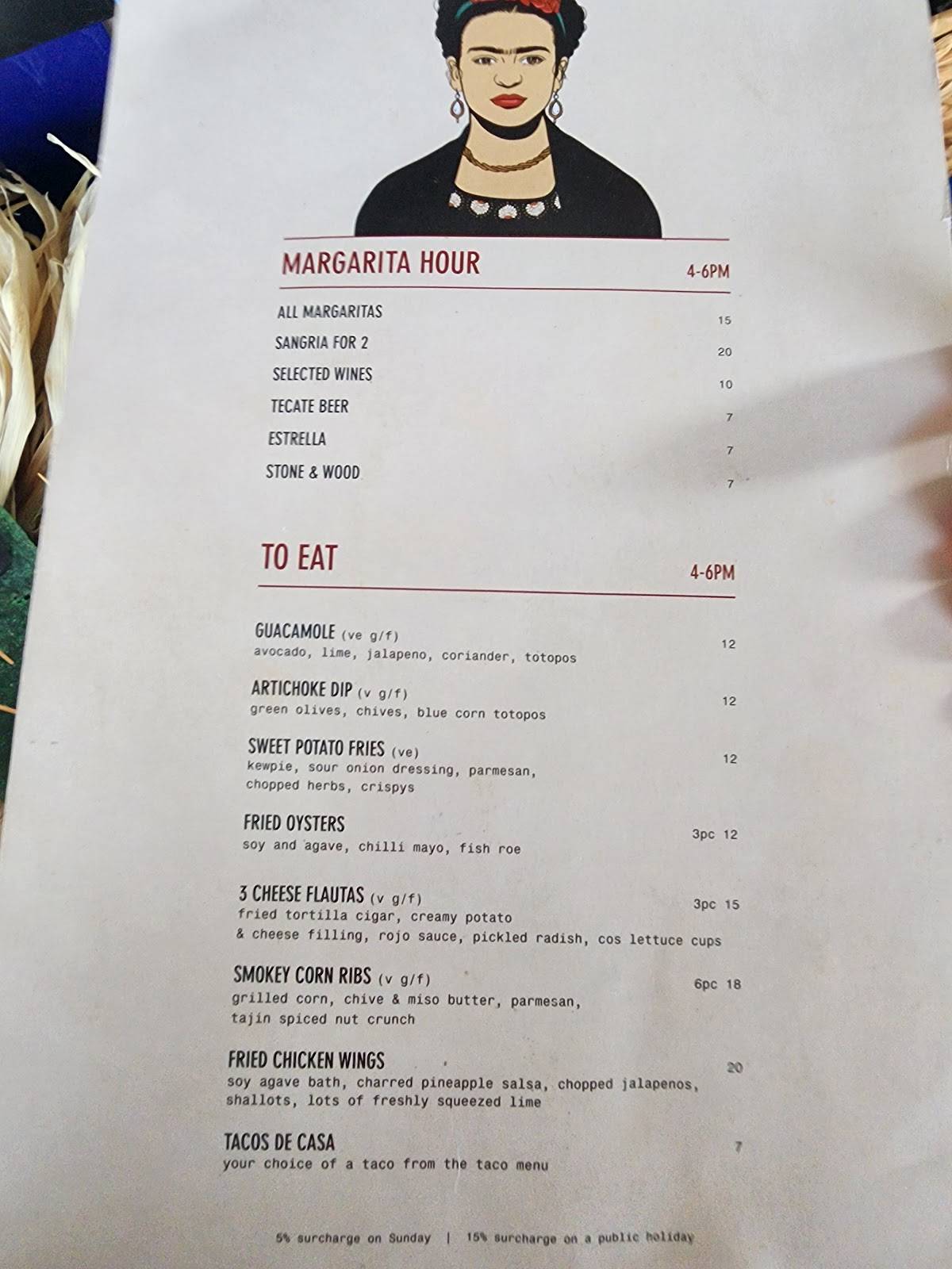 Menu at Guerrilla Cairns restaurant, Edge Hill