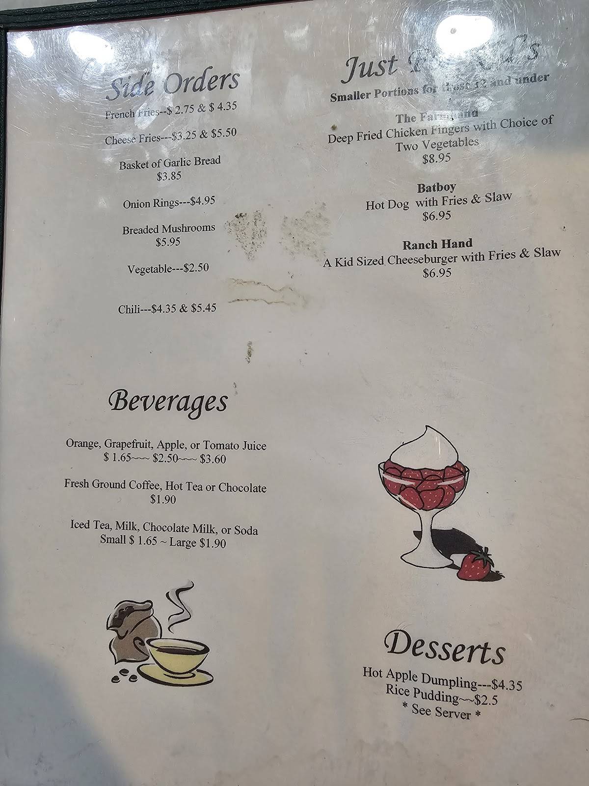 Menu at Guilday's restaurant, Newark
