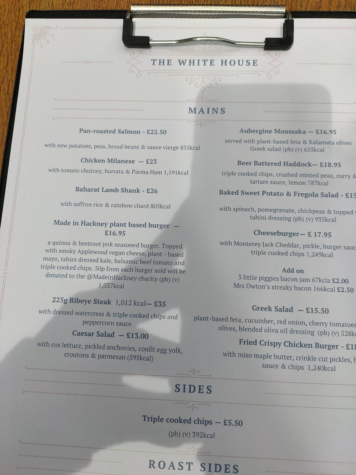 Menu at The White House, Guildford pub & bar, Guildford