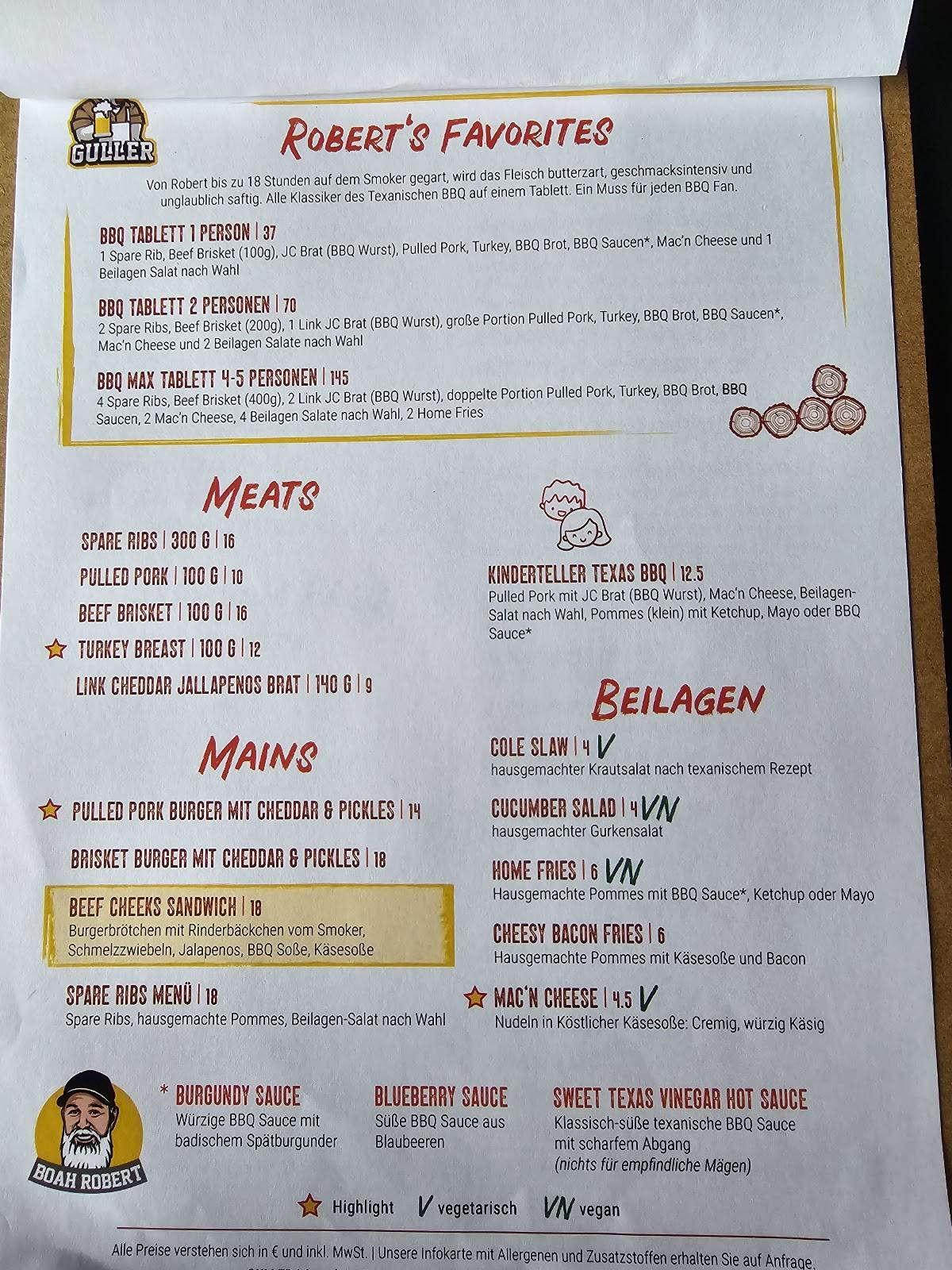 Speisekarte von Guller American Restaurant, Lahr/Schwarzwald