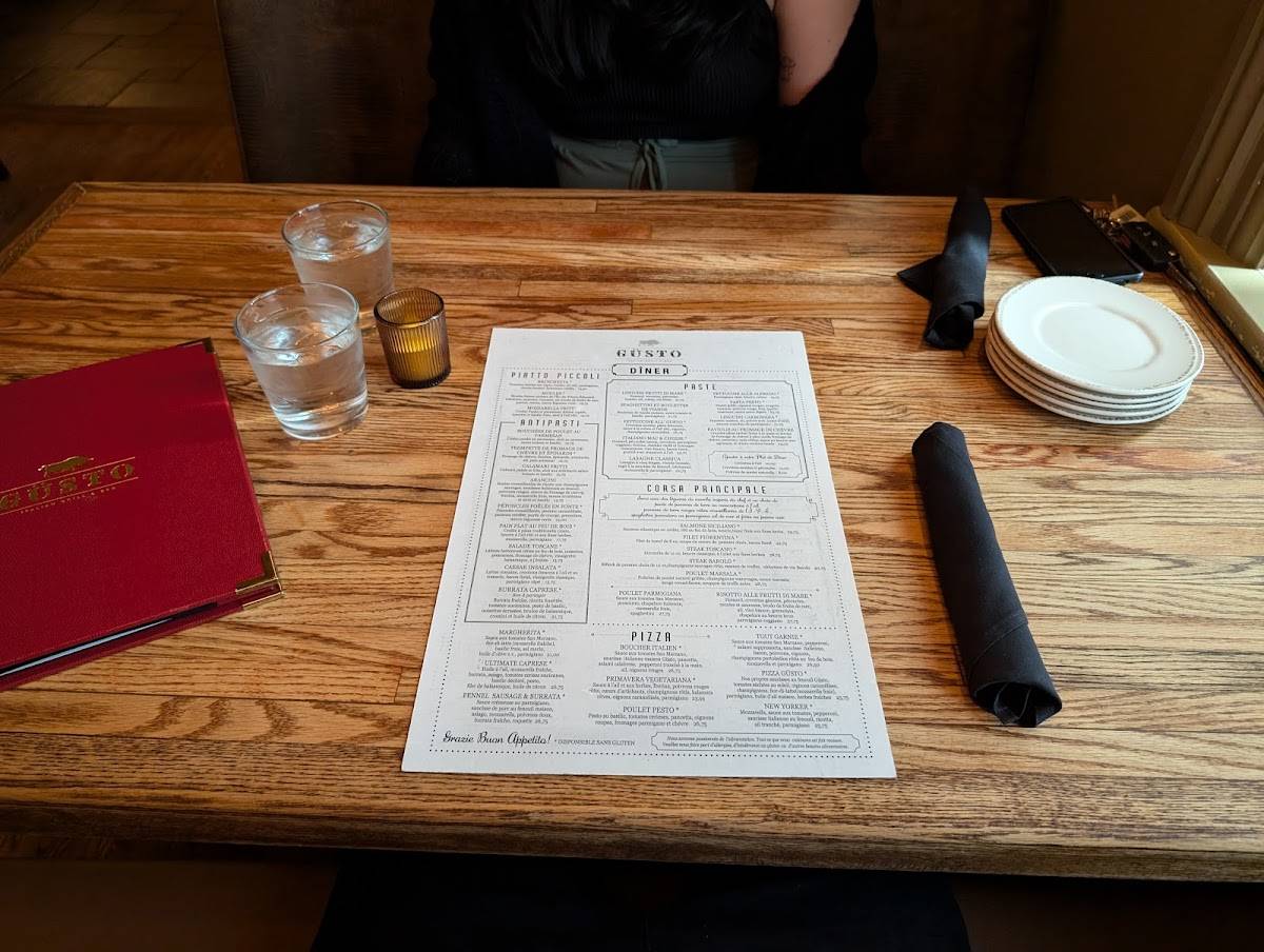 Menu at Gusto Italian Grill & Bar, Moncton