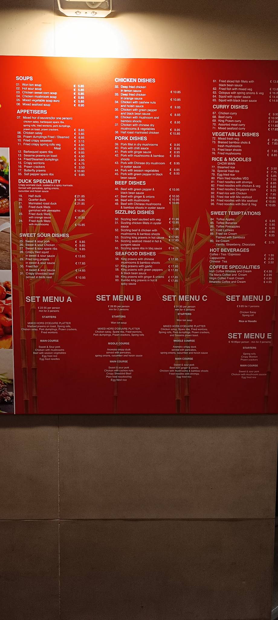 Menu at Red Dragon Chinese Restaurant, Sliema, 135B The Strand Street Gzira
