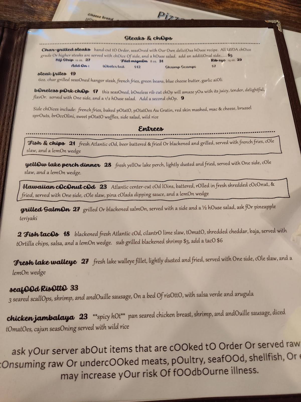 Menu at H2O's Waterside Grill pub & bar, Bay City