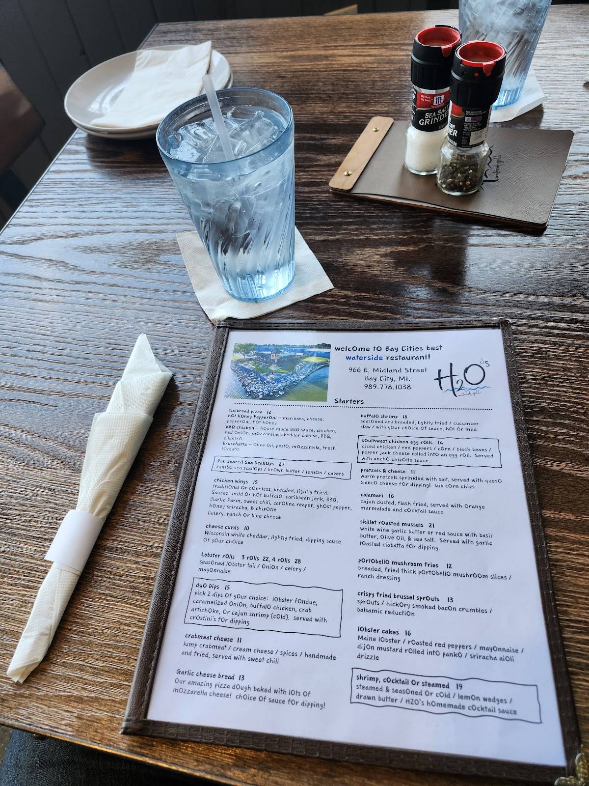 Menu at H2O's Waterside Grill pub & bar, Bay City