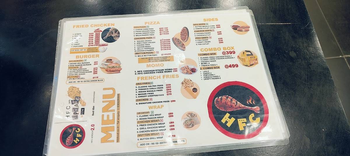 Menu at HFC, Memari