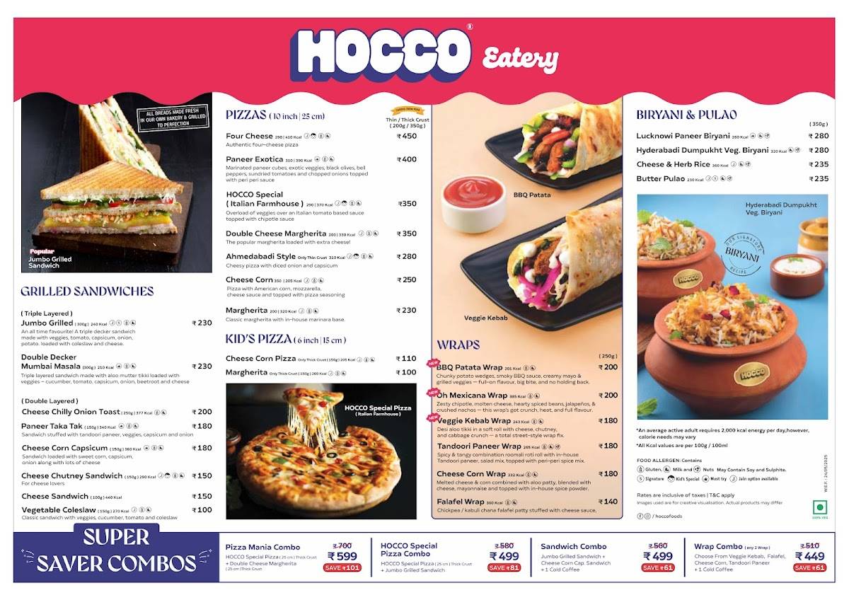Menu at Hocco Eatery (VCR), Ahmedabad, shop no