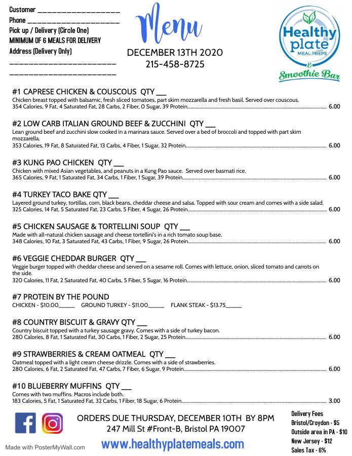 Menu at HP Smoothie Bar & Grill, Bristol