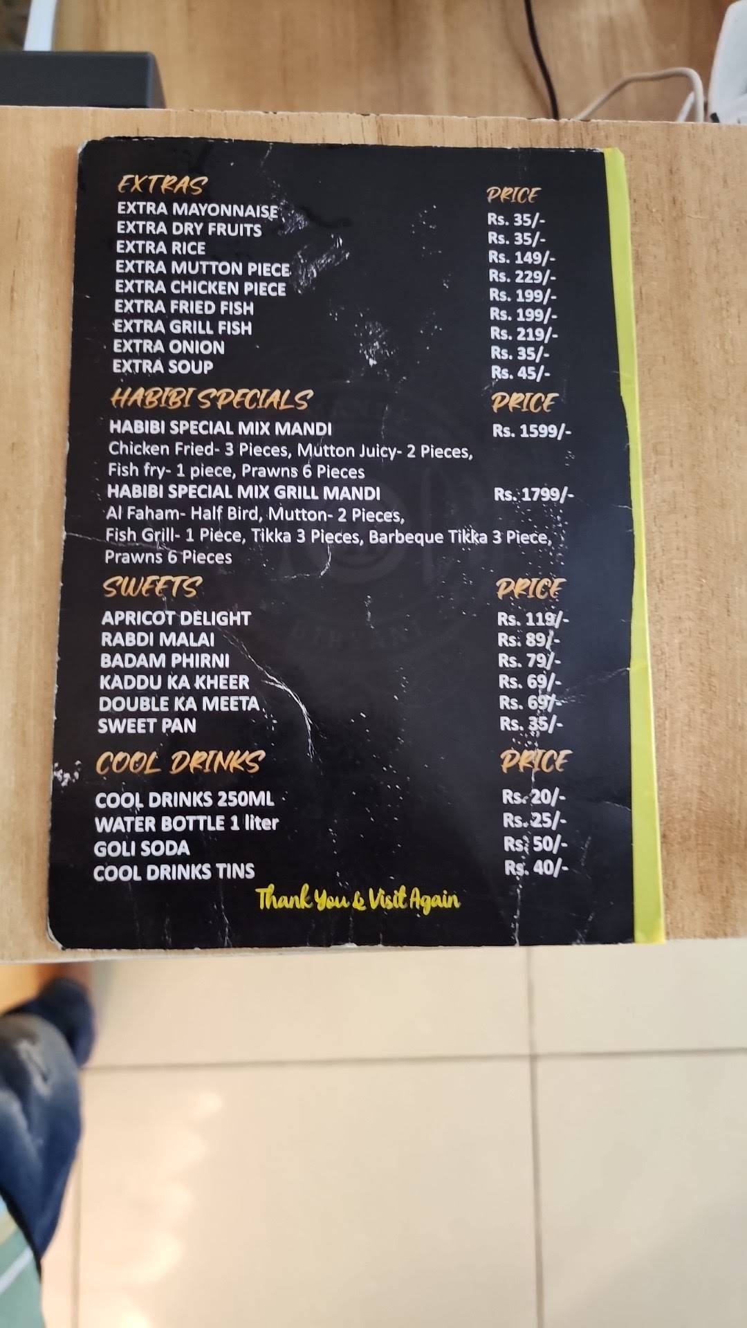 Menu at Habibi Mandi Restaurant Nallagandla, Hyderabad