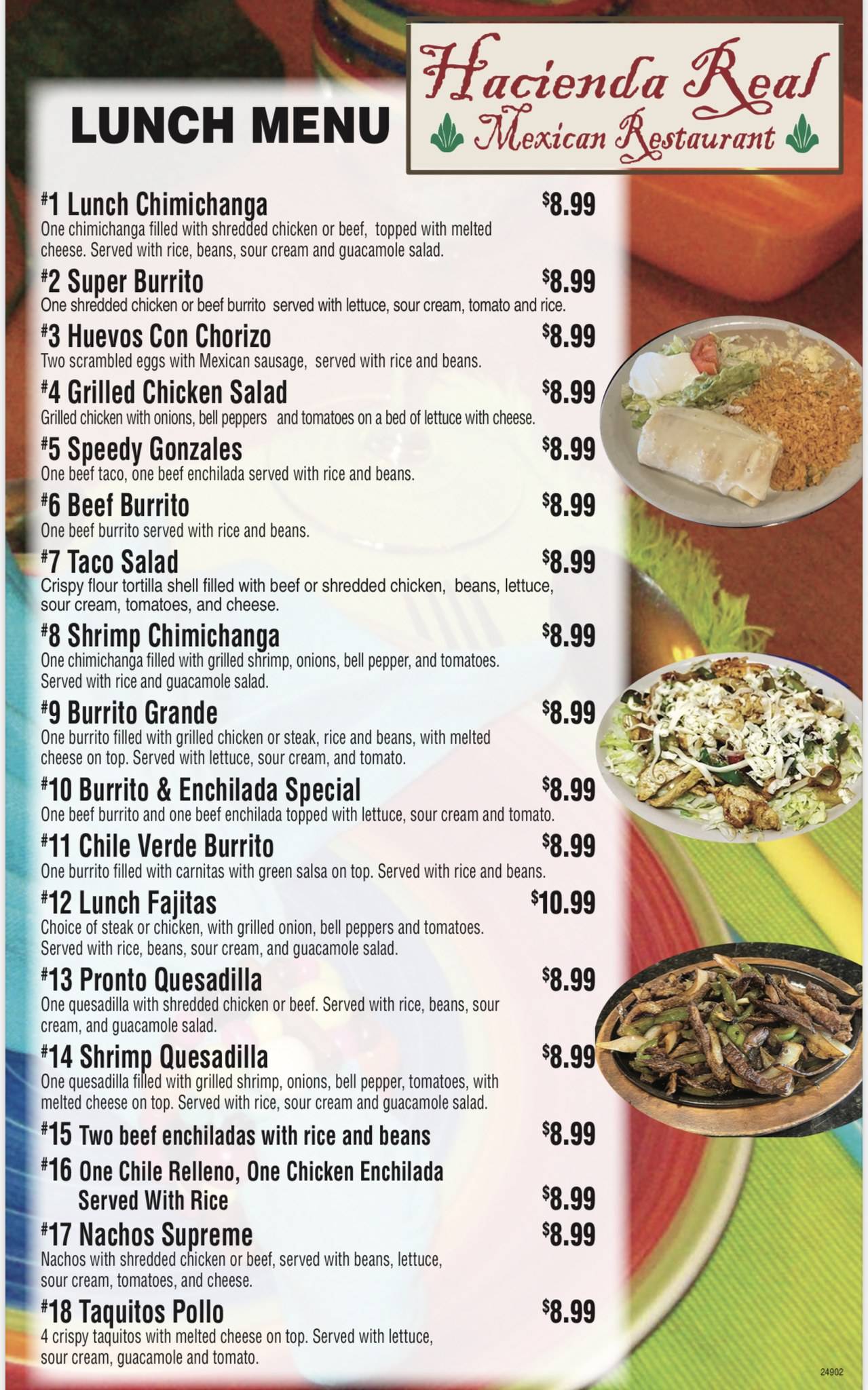 Menu at Hacienda Real Mexican Restaurant of Breaux Bridge, Breaux Bridge