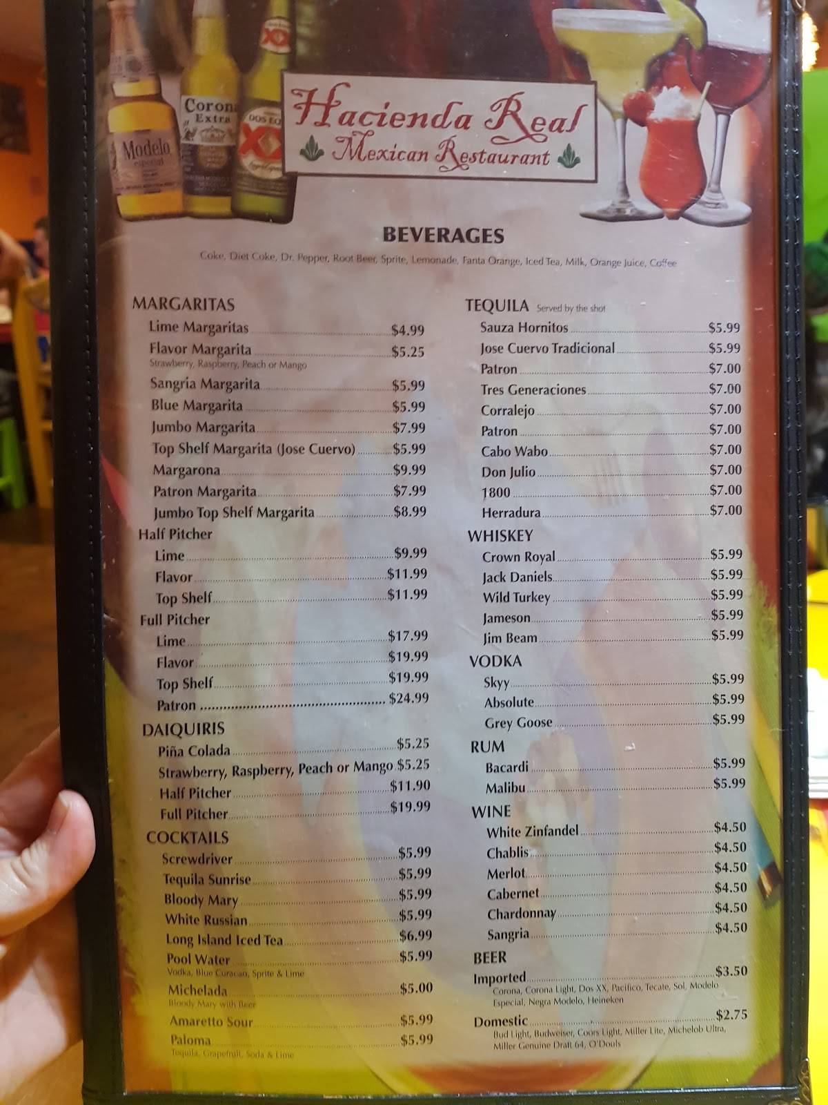 Menu at Hacienda Real Mexican Restaurant of Breaux Bridge, Breaux Bridge