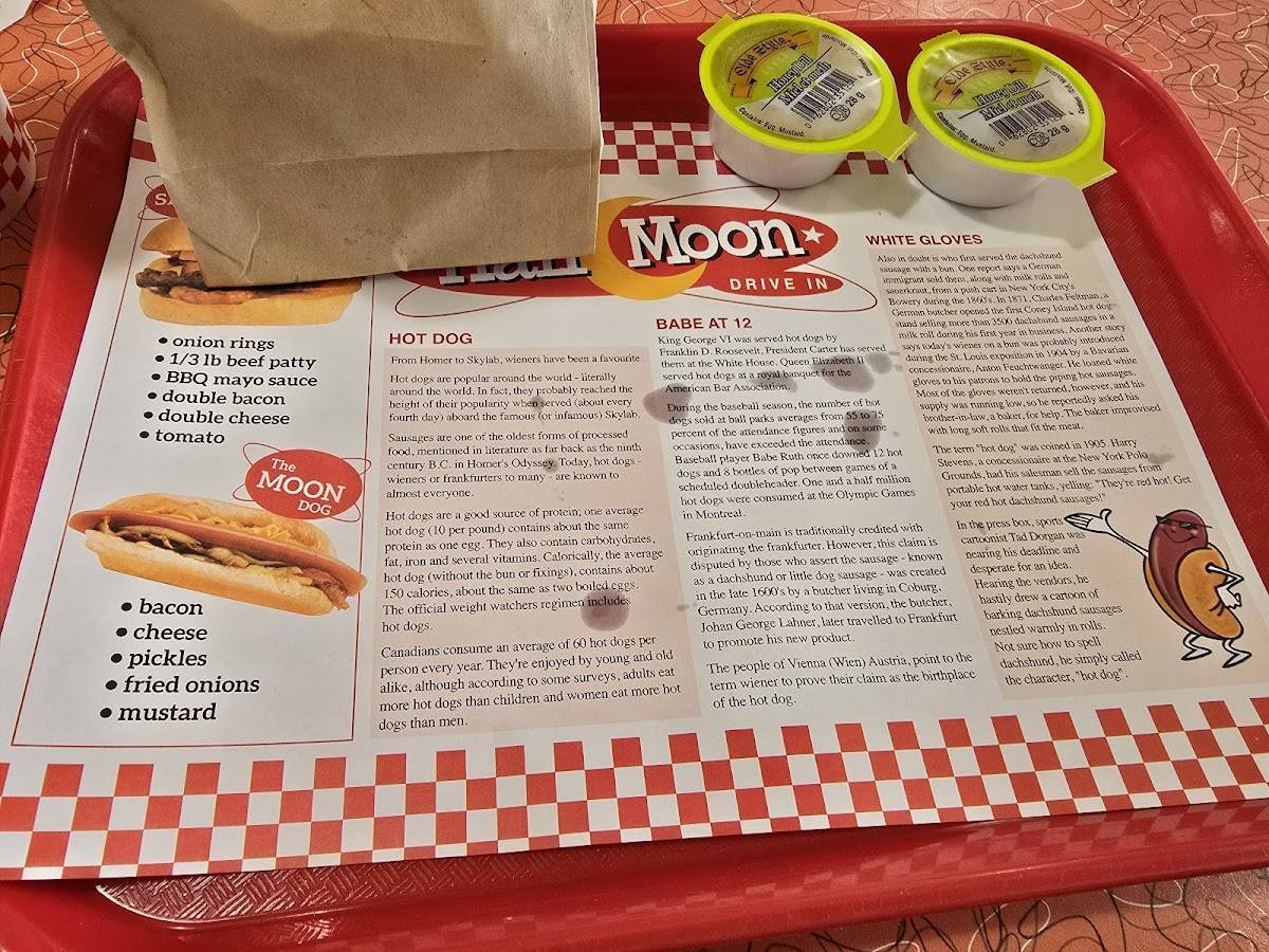 Menu at Half Moon Drive In restaurant, Gonor