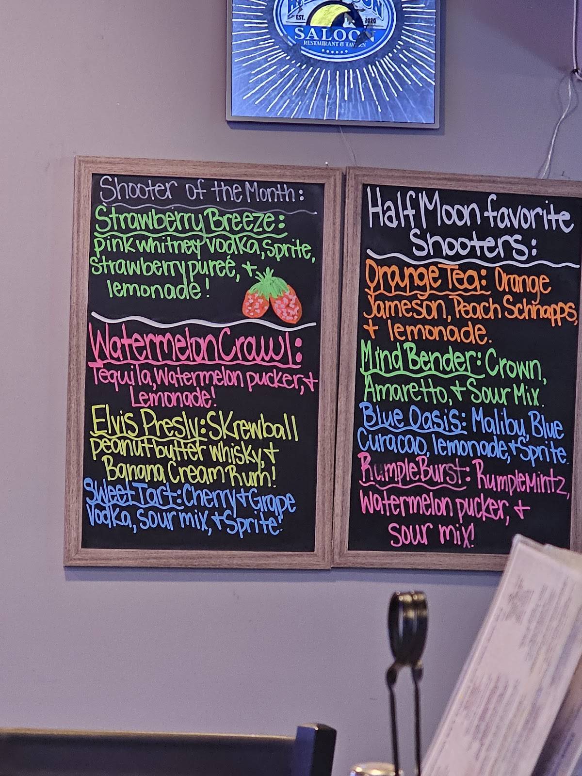 Menu at Half Moon Saloon pub & bar, Mount Vernon