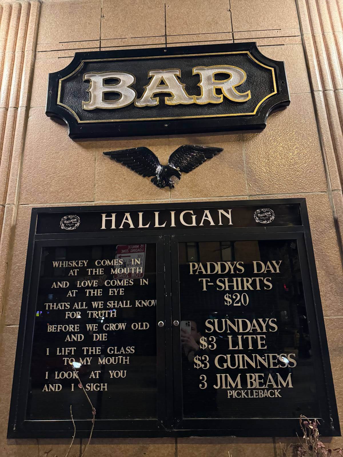 Menu at Halligan Bar, Chicago