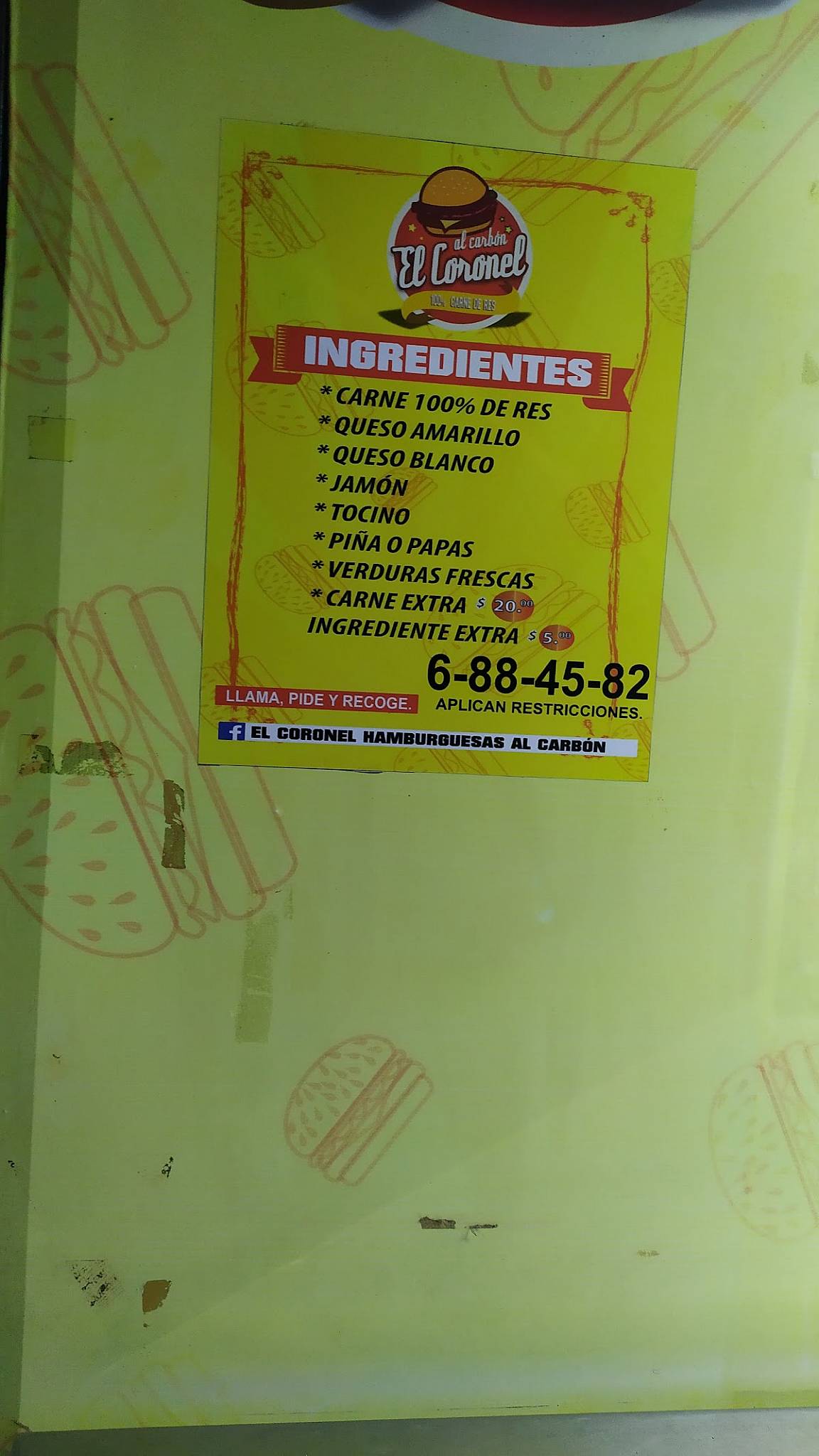 Menu at Hamburguesas el coronel restaurant, San Luis Potosi, Fuente del ...